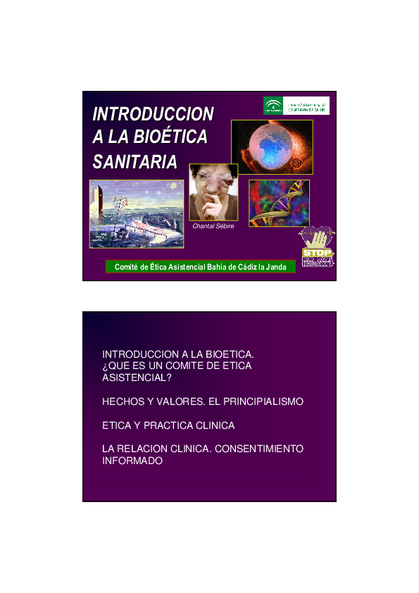 (PDF) INTRODUCCION A LA BIOÉTICA SANITARIA INTRODUCCION INTRODUCCION A LA BIO A LA BIO É É TICA ...