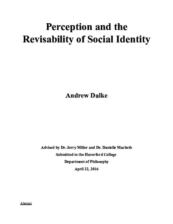 (DOC) Perception and the Revisability of Social Identity