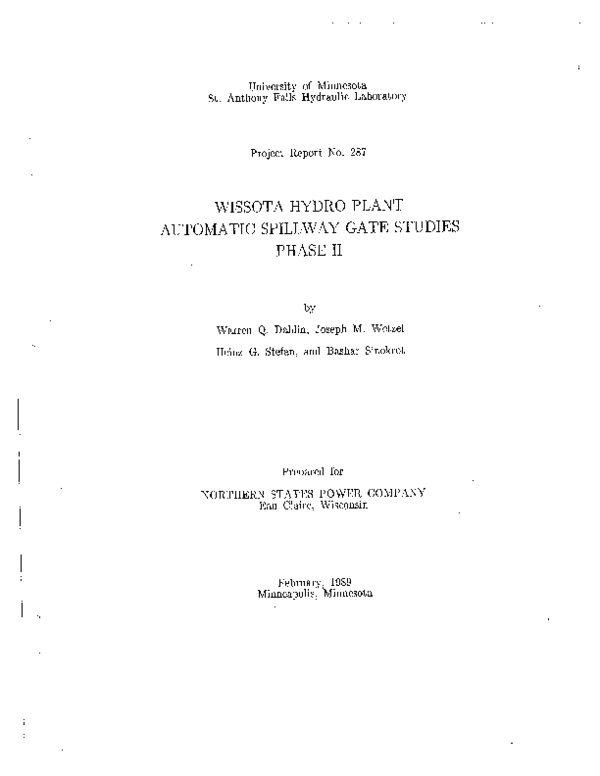 (PDF) Wissota Hydro Plant Automatic Spillway Gate Studies Phase II ...