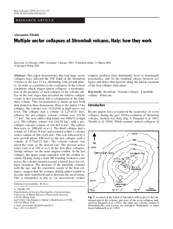 (PDF) Multiple sector collapses at stromboli volcano, Italy: how they work
