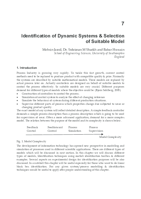(PDF) Identification of Dynamic Systems & Selection of Suitable Model