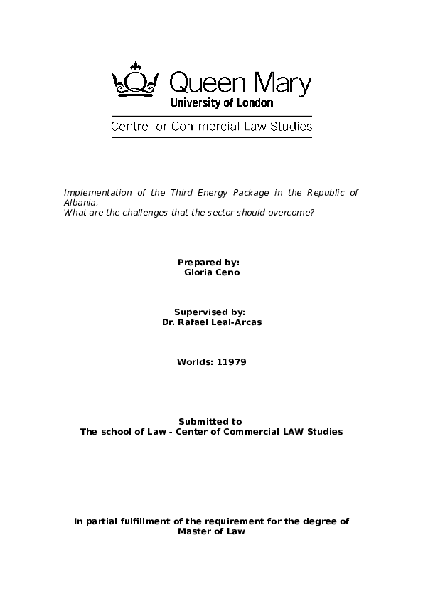 (DOC) Implementation of the Third Energy Package in the Republic of Albania. What are the ...