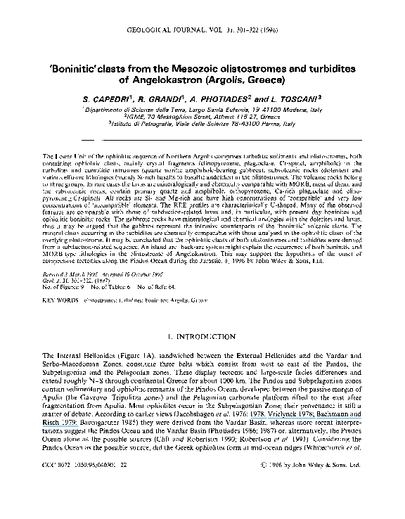 (PDF) ‘Boninitic’ clasts from the Mesozoic olistostromes and turbidites ...