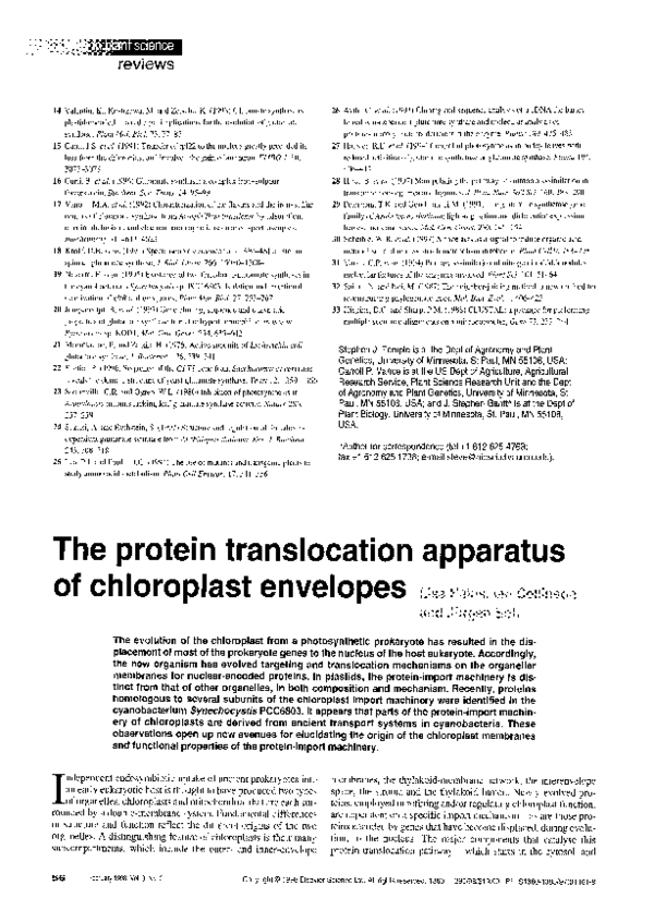 (PDF) Identification of a chloroplast-encoded secA gene homologue in a ...