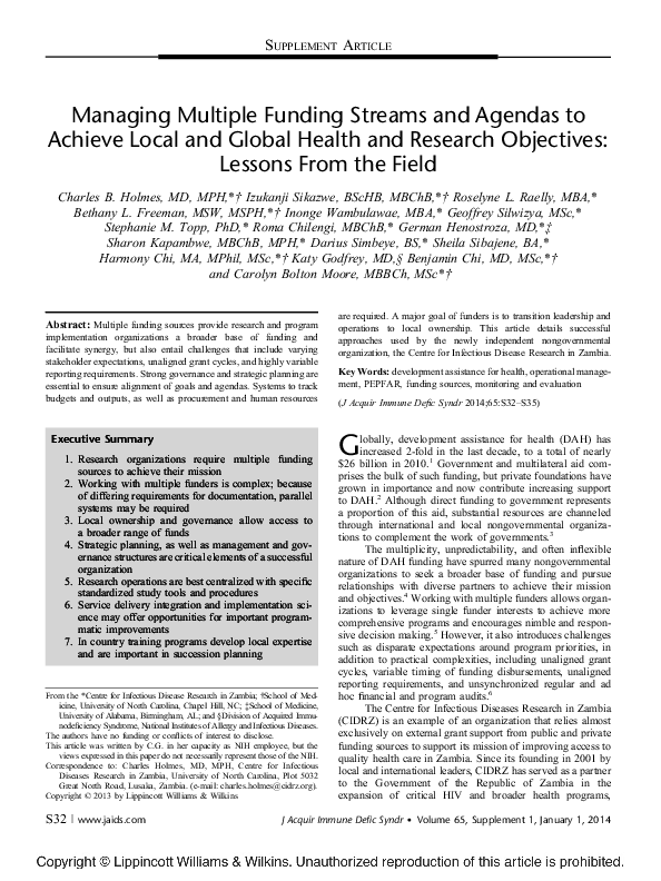 (PDF) Managing Multiple Funding Streams and Agendas to Achieve Local ...