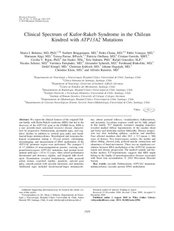 (PDF) Clinical spectrum of Kufor-Rakeb syndrome in the Chilean kindred ...
