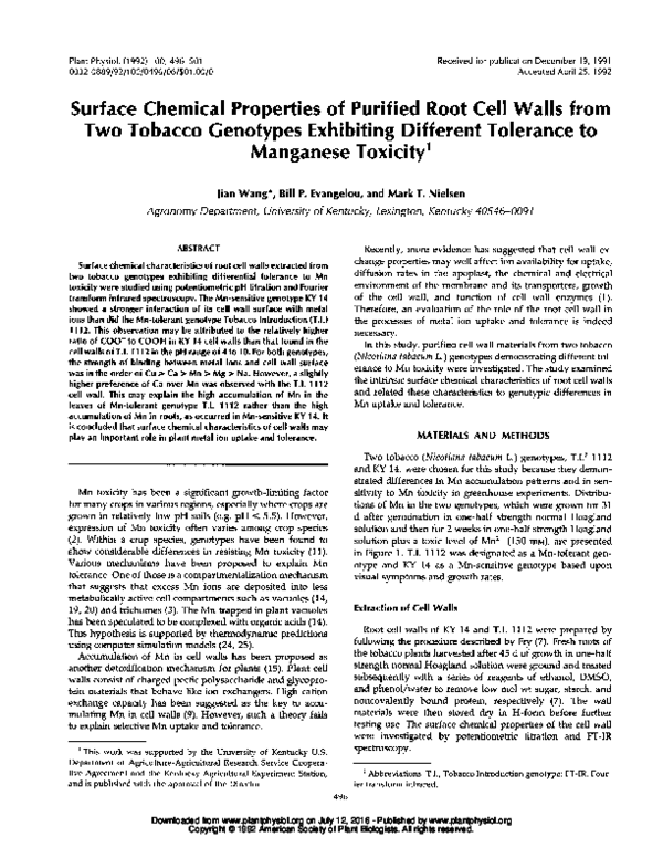 (PDF) Surface Chemical Properties of Purified Root Cell Walls from Two ...