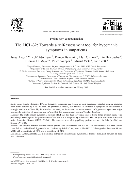 (PDF) The HCL-32: Towards a self-assessment tool for hypomanic symptoms ...