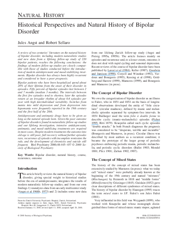 (PDF) Historical perspectives and natural history of bipolar disorder
