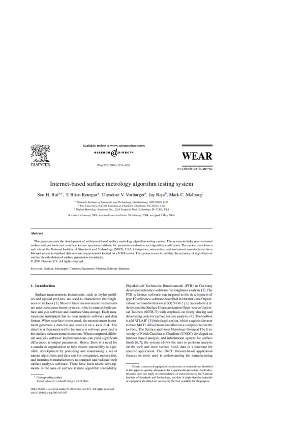 Pdf Internet Based Surface Metrology Algorithm Testing System 3774