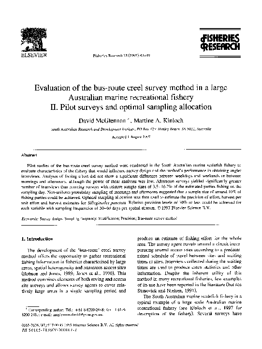 (PDF) Evaluation of the bus-route creel survey method in a large ...