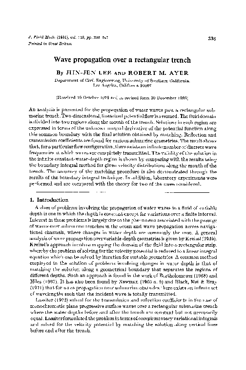 (PDF) Wave propagation over a rectangular trench