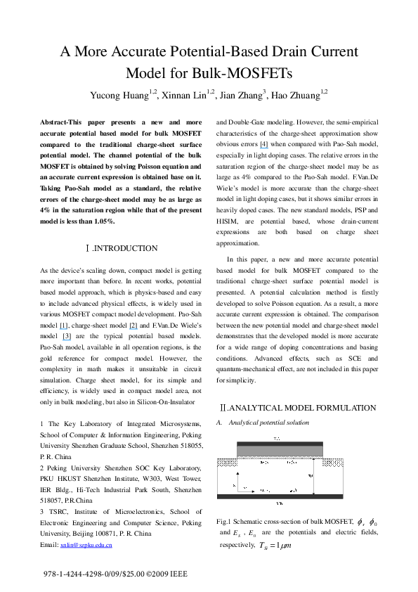 (PDF) A more accurate potential-based drain current model for bulk-MOSFETs