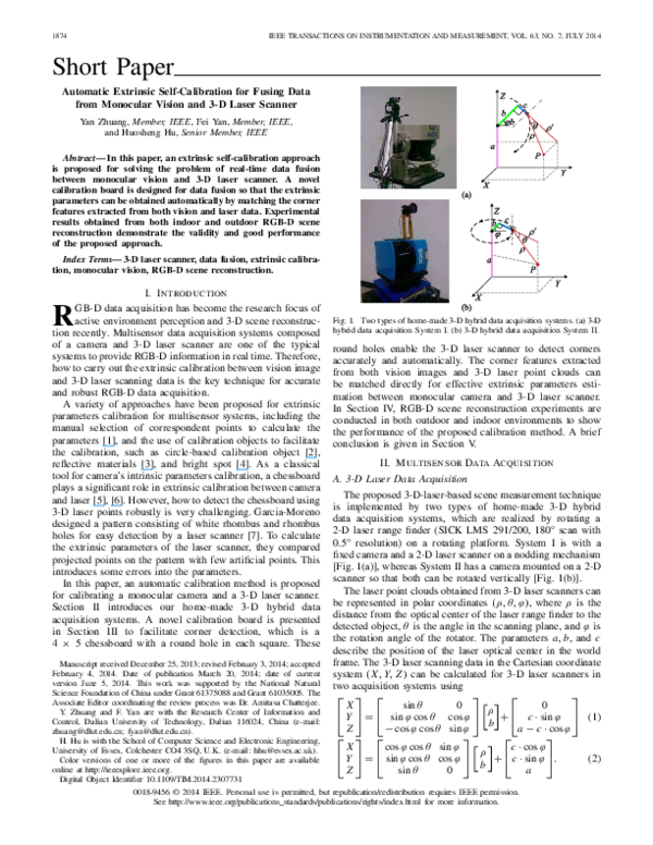 Automatic Extrinsic Self Calibration For Fusing Data From Monocular