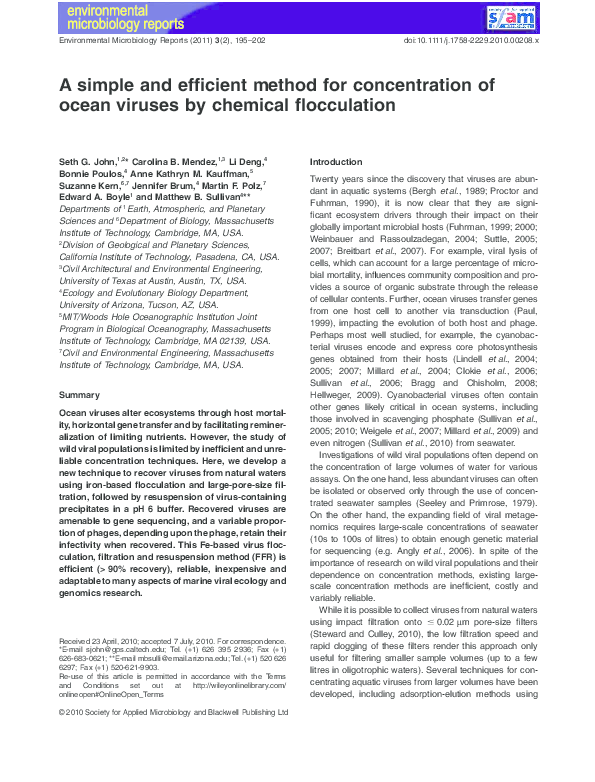 (PDF) A simple and efficient method for concentration of ocean viruses ...