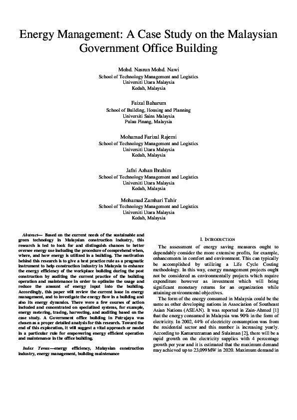 (PDF) Energy Management: A Case Study on the Malaysian Government ...