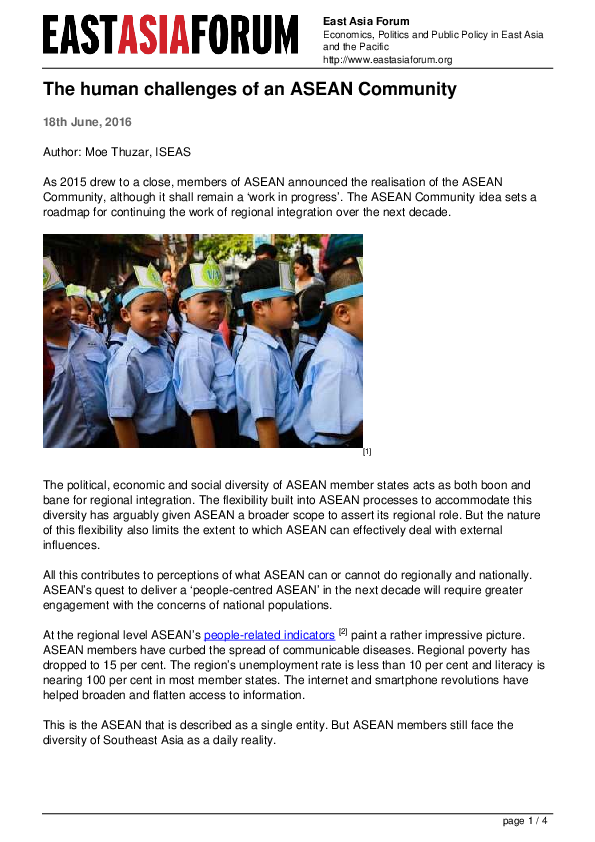 (PDF) The human challenges of an ASEAN Community