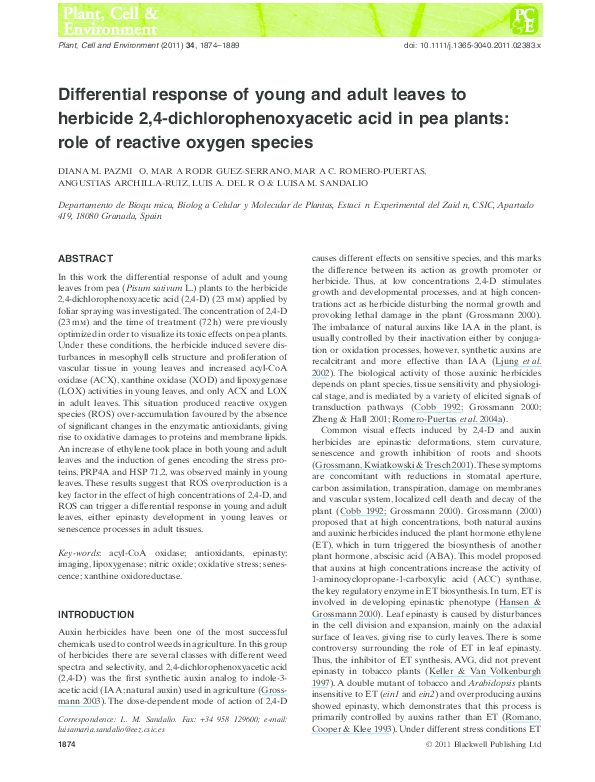 (PDF) Differential response of young and adult leaves to herbicide 2,4 ...