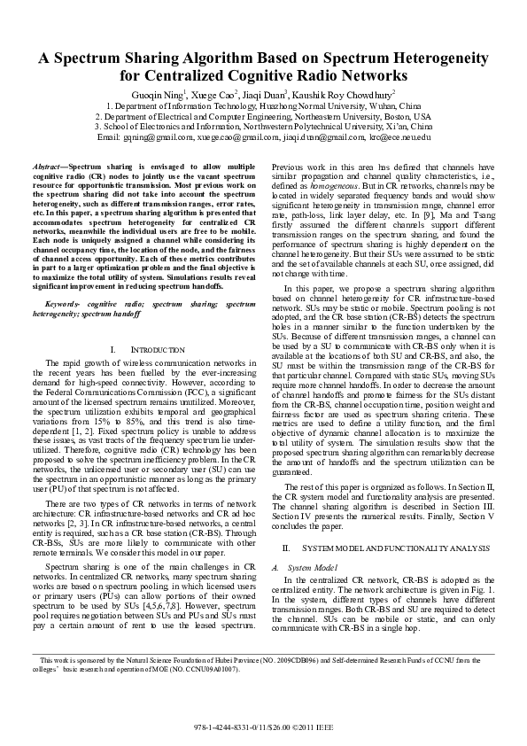 Pdf Fair Efficient And Power Optimized Spectrum Sharing Scheme For