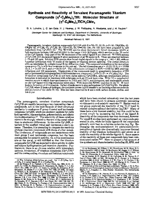 (PDF) Synthesis and reactivity of tervalent paramagnetic titanium ...
