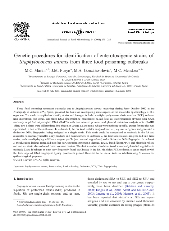 (PDF) Genetic procedures for identification of enterotoxigenic strains of Staphylococcus aureus ...