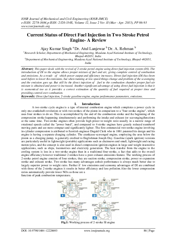 (PDF) Current Status of Direct Fuel Injection in Two Stroke Petrol ...