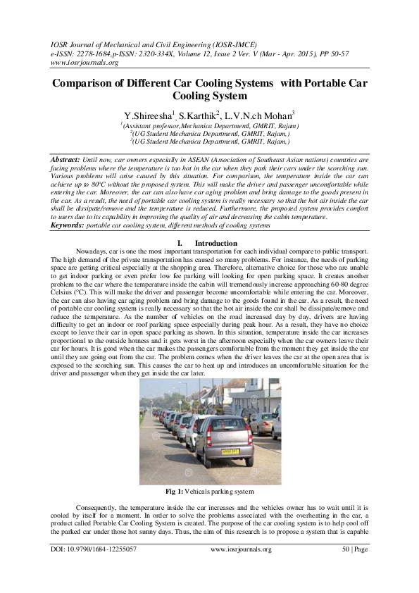 (PDF) Comparison of Different Car Cooling Systems with Portable Car ...