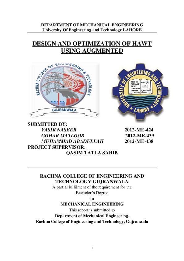 (PDF) DESIGN AND OPTIMIZATION OF HAWT USING AUGMENTED