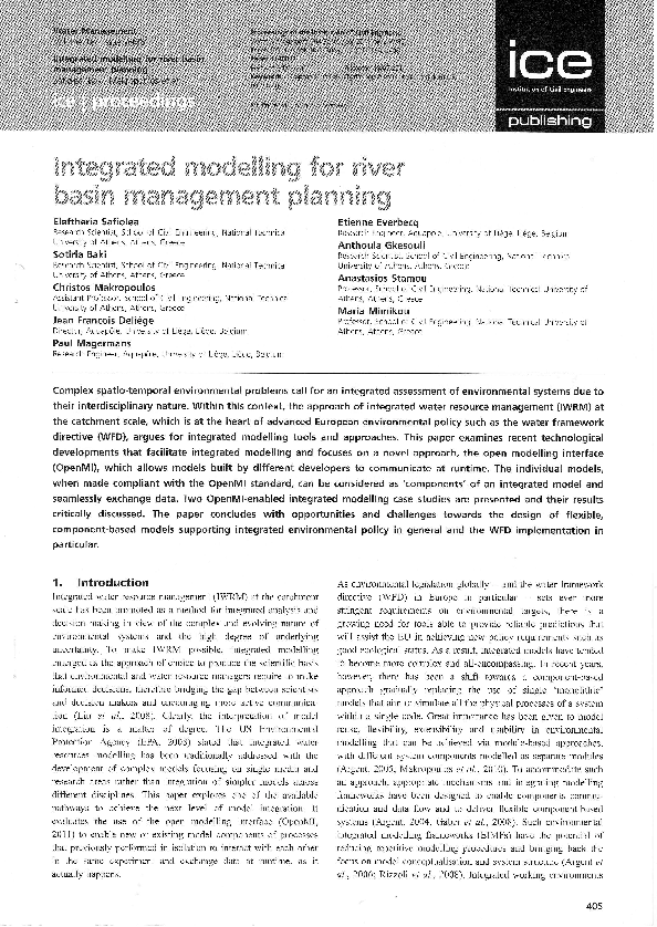 (PDF) Integrated modelling for river basin management planning