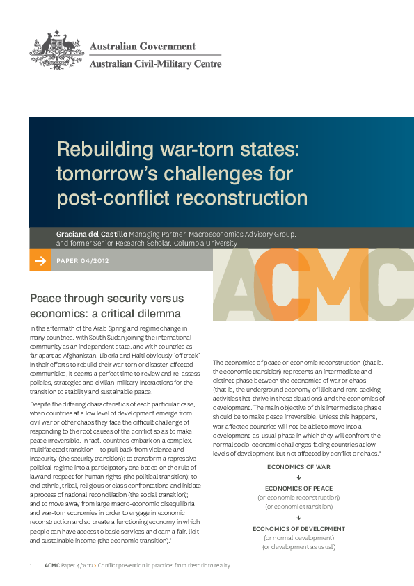 (PDF) Rebuilding war-torn states: tomorrow's challenges for post ...