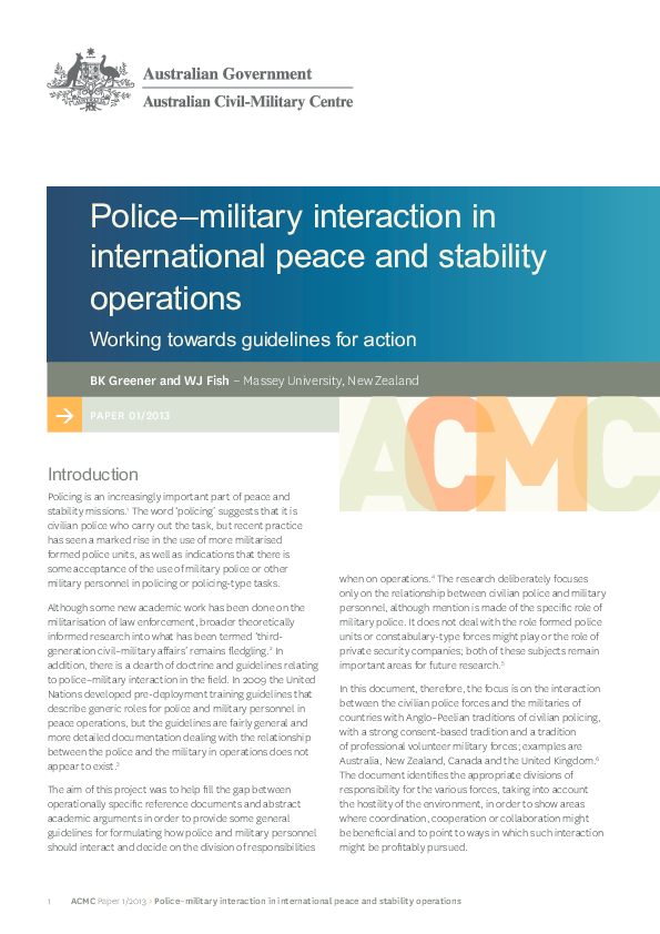 (PDF) Police–military interaction in international peace and stability ...