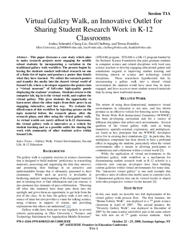 (PDF) Virtual gallery walk, an innovative outlet for sharing student ...