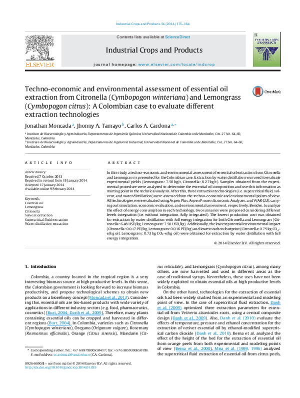 (PDF) Techno-economic and environmental assessment of an olive stone based biorefinery