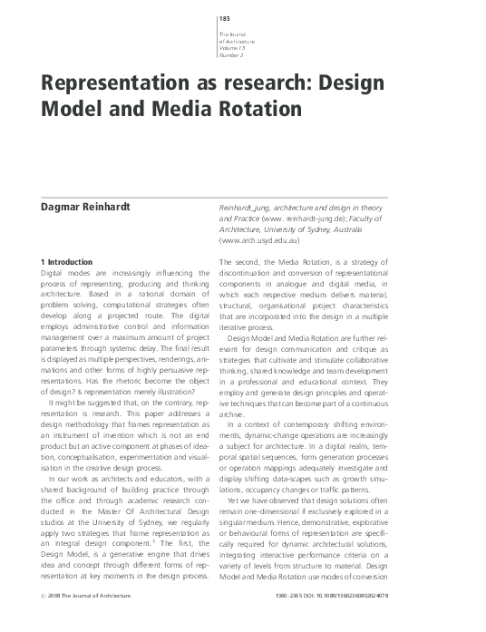 (PDF) Reinhardt-Representation as Research-Journal of Architecture