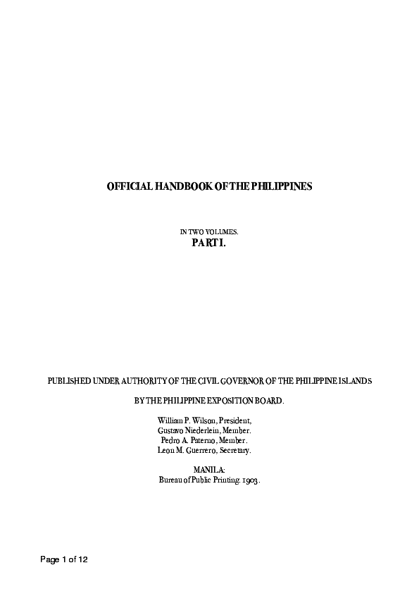 (PDF) OFFICIAL HANDBOOK OF THE PHILIPPINES IN TWO VOLUMES