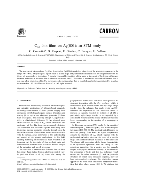 (PDF) C60 thin films on Ag(001): an STM study