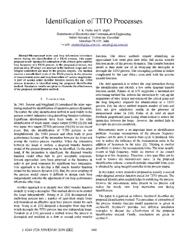 (PDF) Identification of TITO Processes