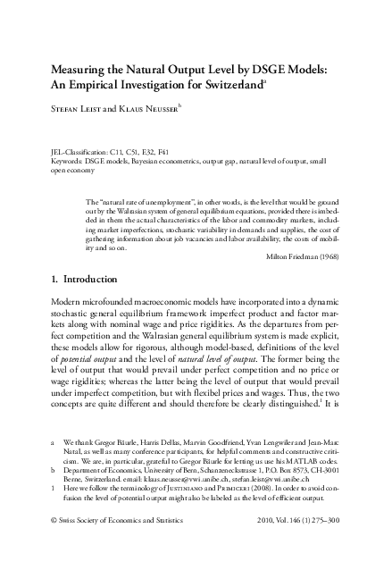 (PDF) Measuring the Natural Output Level by DSGE Models: An Empirical ...