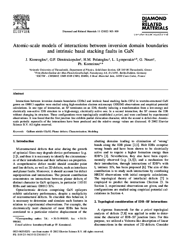 Pdf Atomic Scale Models Of Interactions Between Inversion Domain Boundaries And Intrinsic