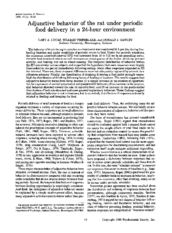 (PDF) Adjunctive behavior of the rat under periodic food delivery in a ...