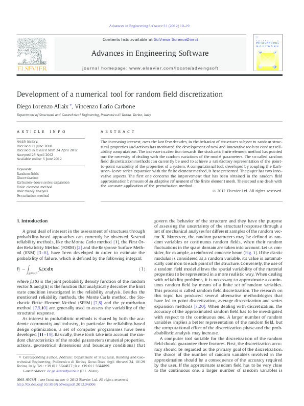 (PDF) Development of a numerical tool for random field discretization