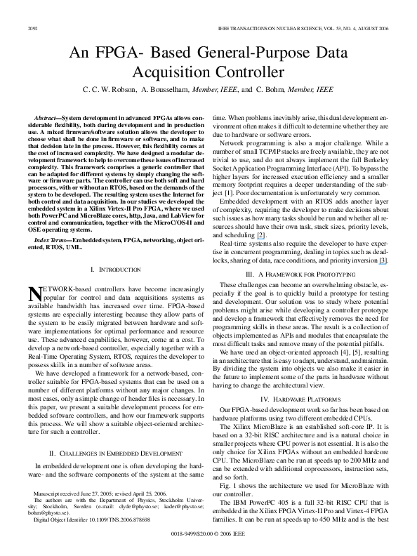 Pdf An Fpga Based General Purpose Data Acquisition Controller 