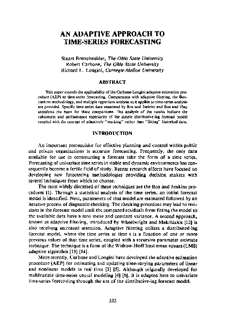 (PDF) AN ADAPTIVE APPROACH TO TIME-SERIES FORECASTING