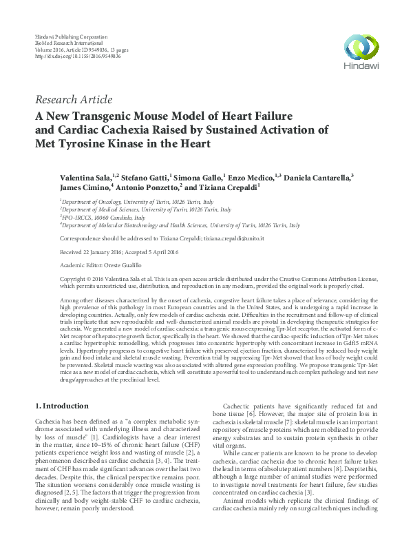 (PDF) A New Transgenic Mouse Model of Heart Failure and Cardiac ...