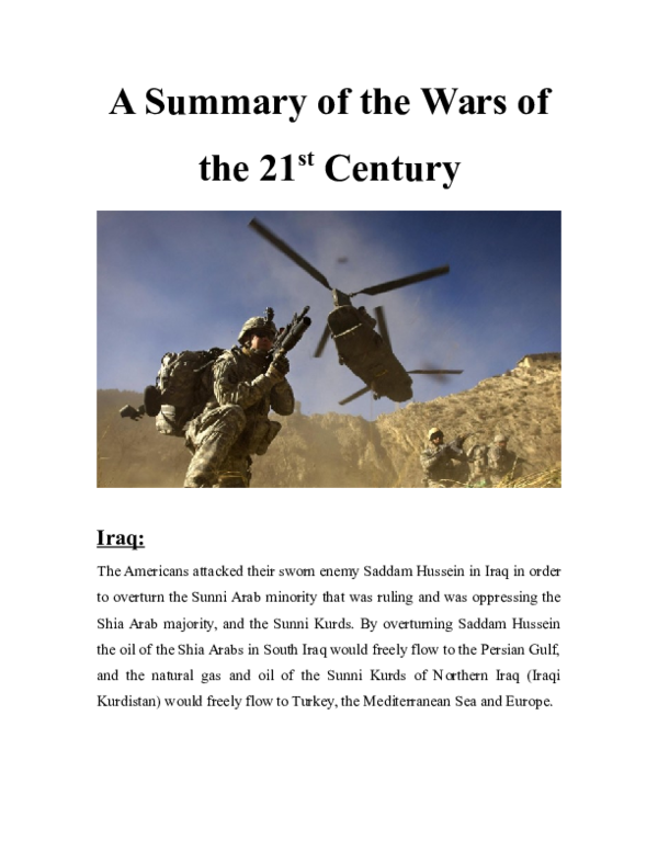 (DOC) A Summary of the Wars of the 21st Century