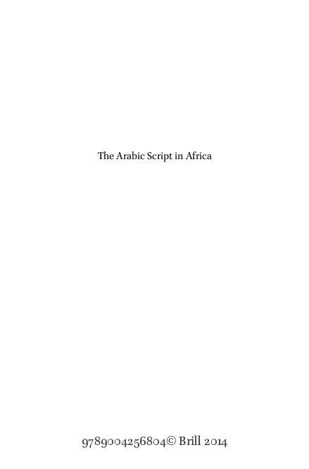 (PDF) The Arabic Script in Africa: Studies in the Use of a Writing System