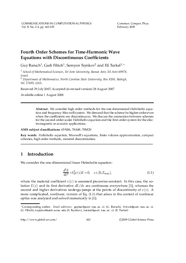 (PDF) High Order Methods for Discontinuous Time-Harmonic Waves