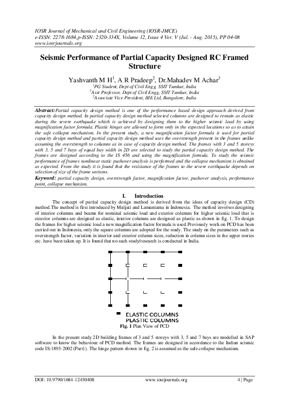(PDF) Seismic Performance of Partial Capacity Designed RC Framed Structure