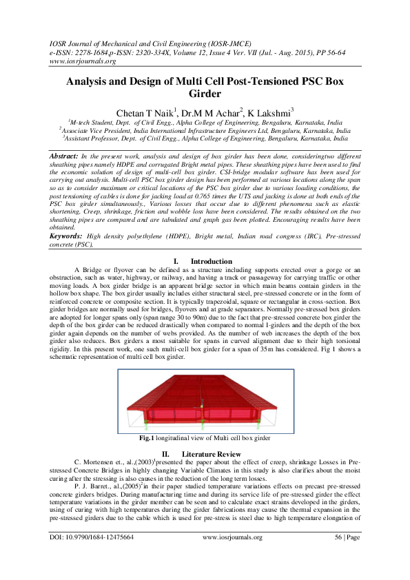 (PDF) Analysis and Design of Multi Cell Post-Tensioned PSC Box Girder