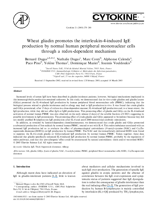 (PDF) Wheat gliadin promotes the interleukin-4-induced IgE production ...